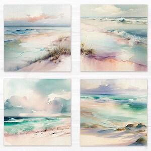Watercolor Summer Beach Digital Paper Pack Seascape Printable ...
