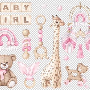 Watercolor Baby Girl Clipart Pink Baby Shower PNG Blush Newborn Clipart ...