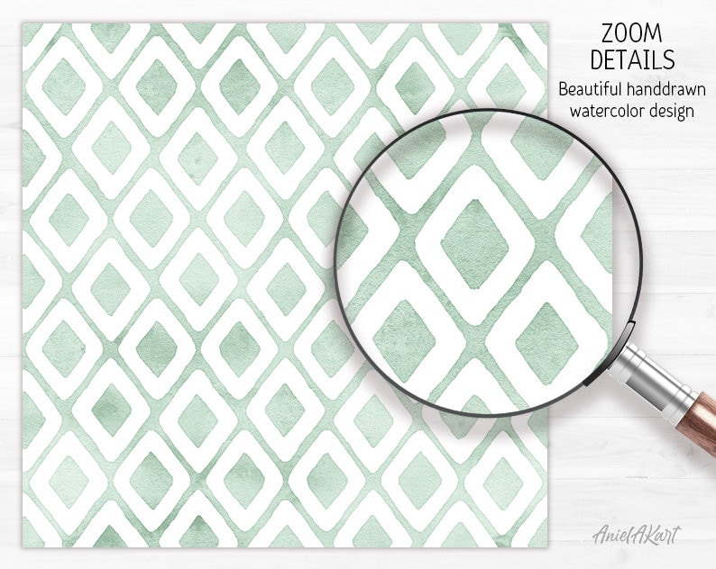 Sage Green Geometric Pattern Watercolor Seamless Digital Paper - Etsy