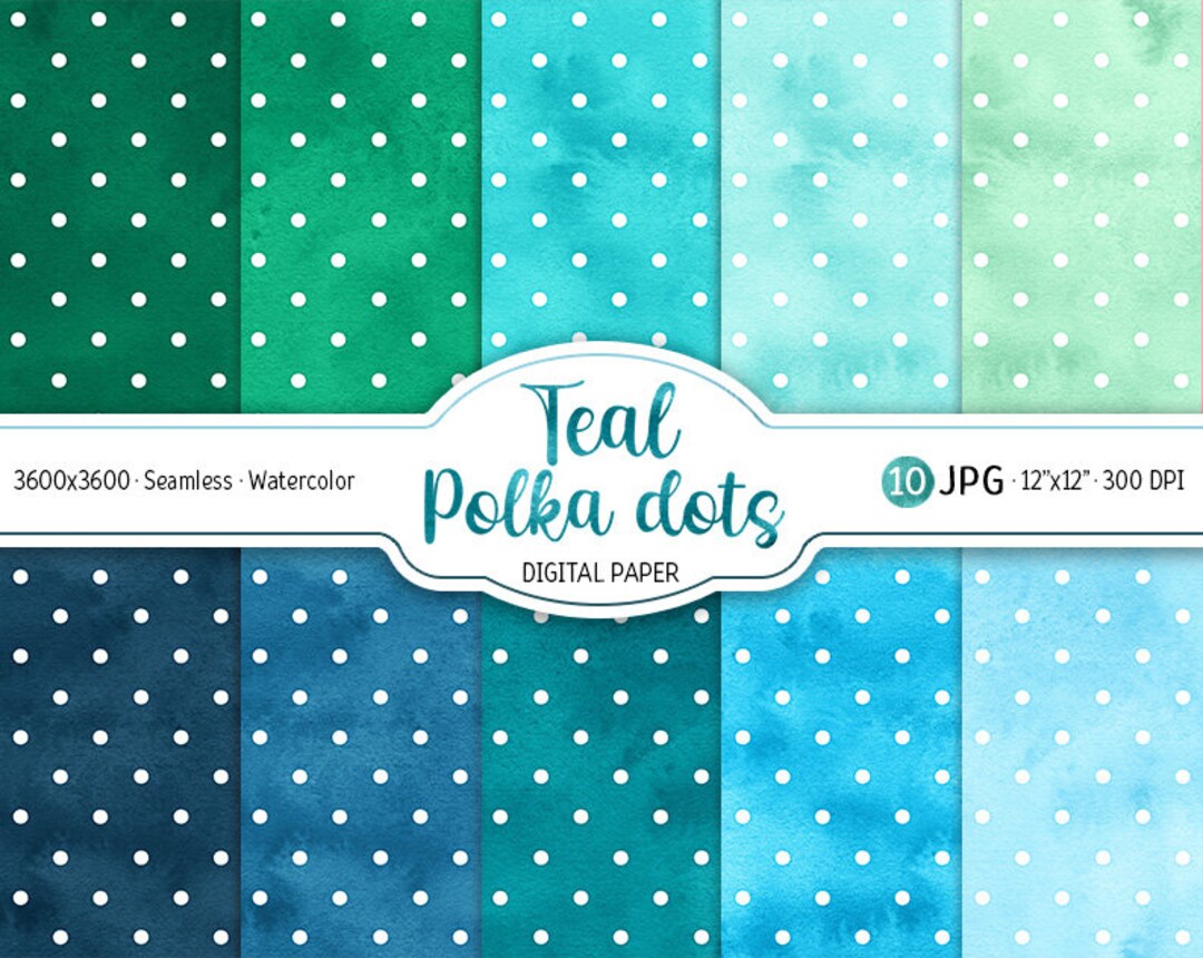Turquoise Polka Dot Watercolor Background Teal Digital Paper Pack ...