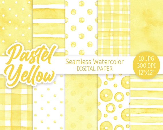 Pastel Yellow Seamless Pattern Watercolor Polka Dot Digital | Etsy