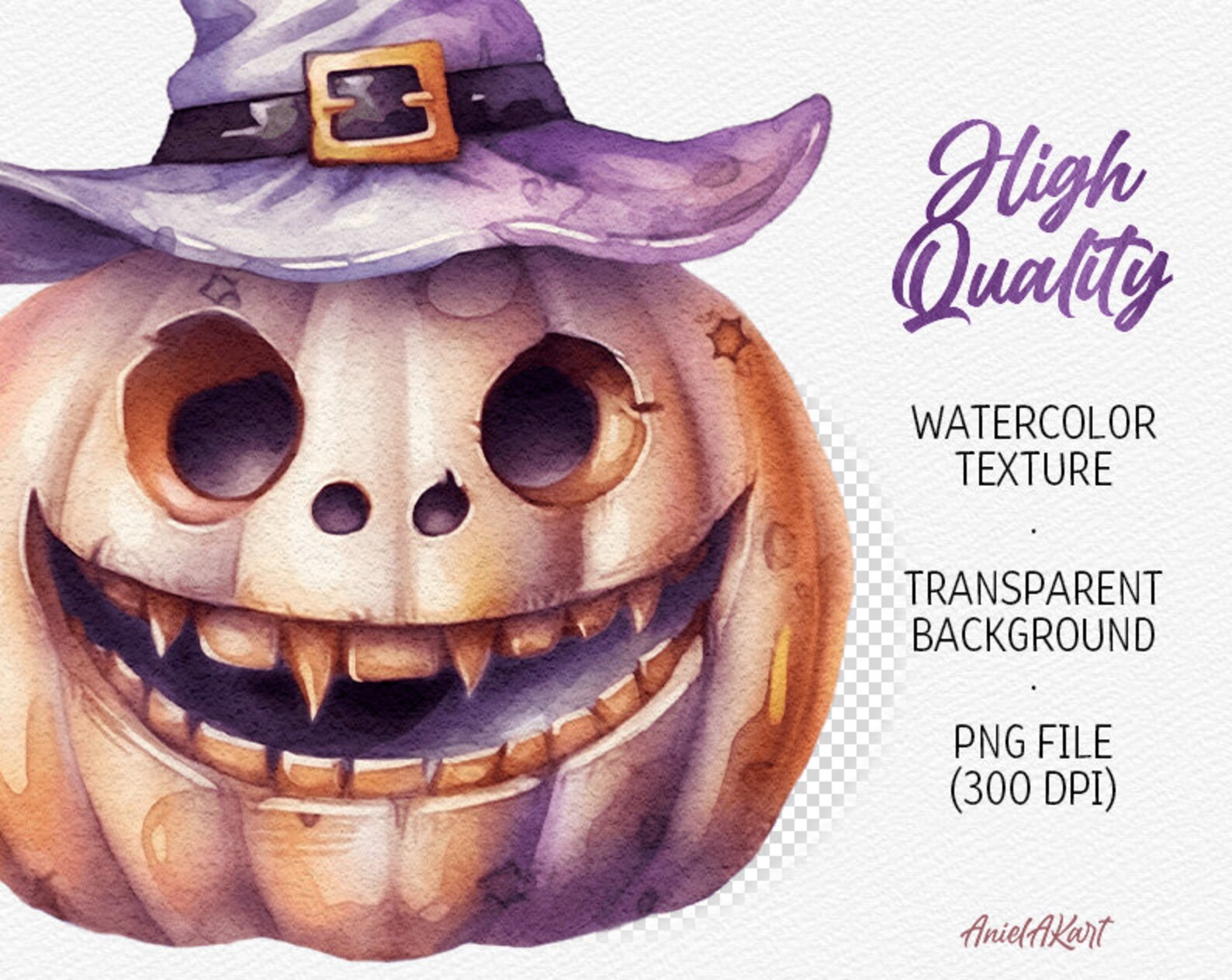 Watercolor Spooky Pumpkin Clipart Scary Pumpkins PNG Bundle Autumn Clip ...
