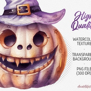 Watercolor Spooky Pumpkin Clipart Scary Pumpkins PNG Bundle Autumn Clip ...