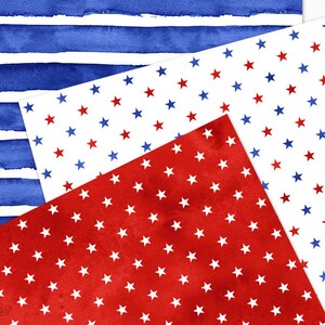 Independence Day Digital Paper Pack Watercolor Stars Seamless Pattern ...