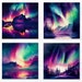 Northern Lights Digital Paper Pack Watercolor Aurora Borealis Printable ...