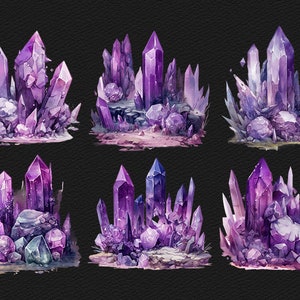 Watercolor Amethyst Clipart Purple Gemstone PNG Amethyst Crystal ...