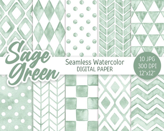 Sage Green Geometric Pattern Watercolor Seamless Digital Paper - Etsy
