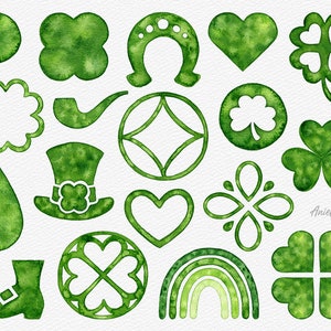 Watercolor St. Patrick's Day Clipart Irish PNG Green Shamrock Clipart ...