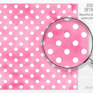 Valentine Digital Paper Pack Watercolor Polka Dot Seamless Pattern ...
