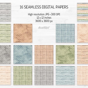 Watercolor Earth Tones Digital Paper Pack Neutral Boho Seamless Pattern ...