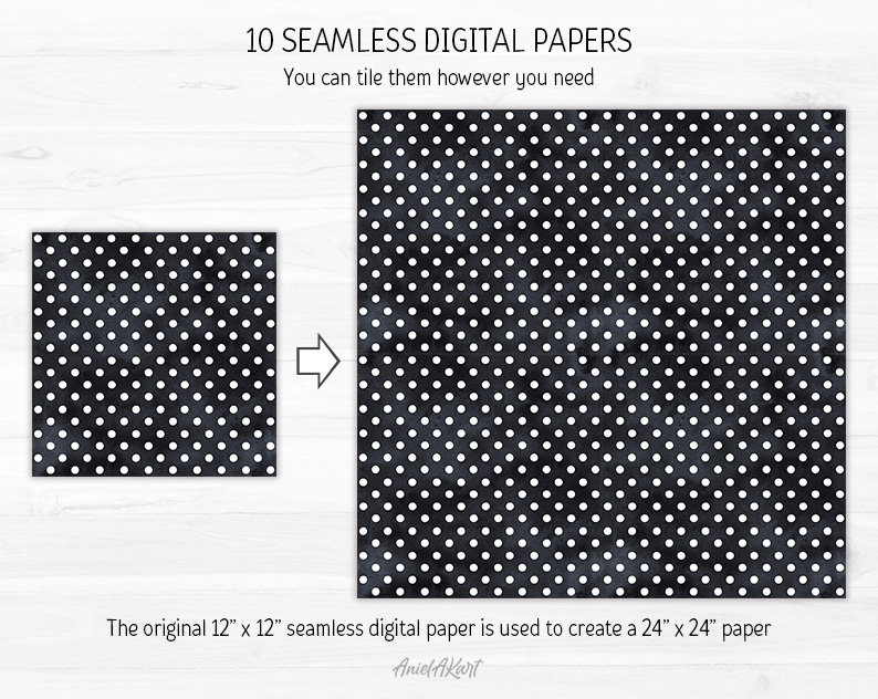 Black Geometric Pattern Watercolor Digital Paper Pack Printable ...