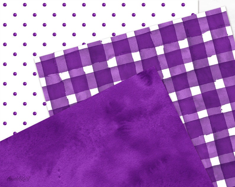 Purple Seamless Pattern Watercolor Polka Dot Digital Paper Pack ...
