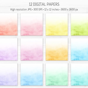 Pastel Ombre Watercolor Background Pastel Digital Paper Pack Rainbow ...