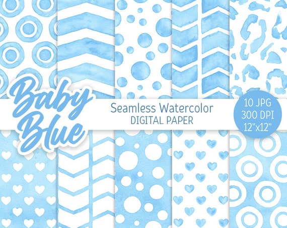 Baby Blue Digital Paper Pack Watercolor Confetti Seamless - Etsy