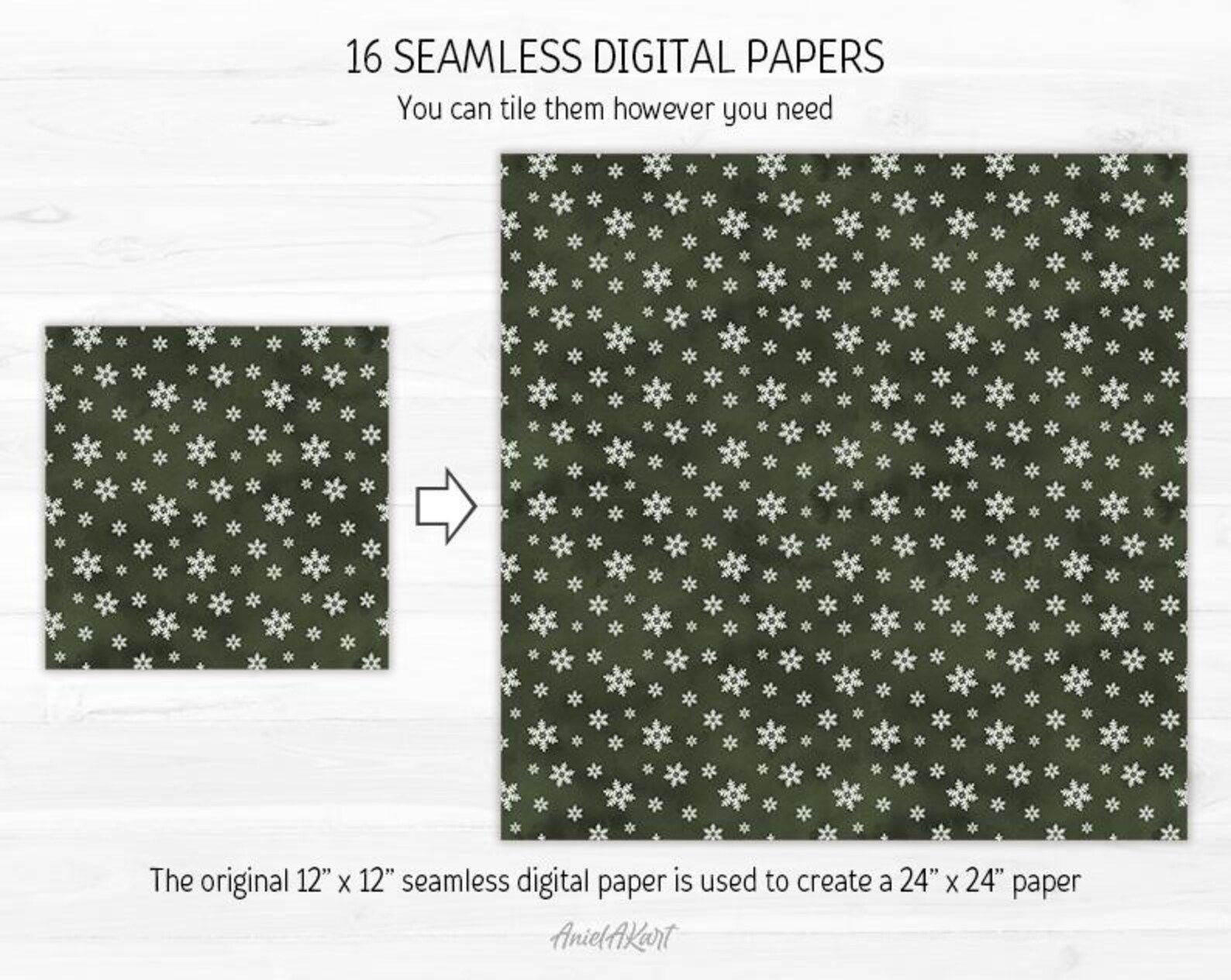 Christmas Digital Paper Pack Watercolor Snowflakes Seamless Pattern ...