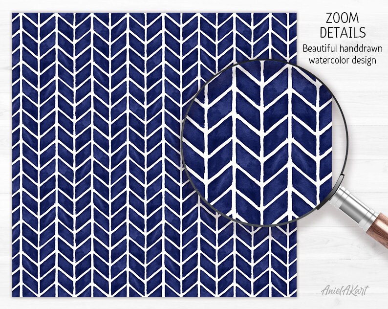 Royal Blue Geometric Pattern Watercolor Seamless Digital Paper Pack ...