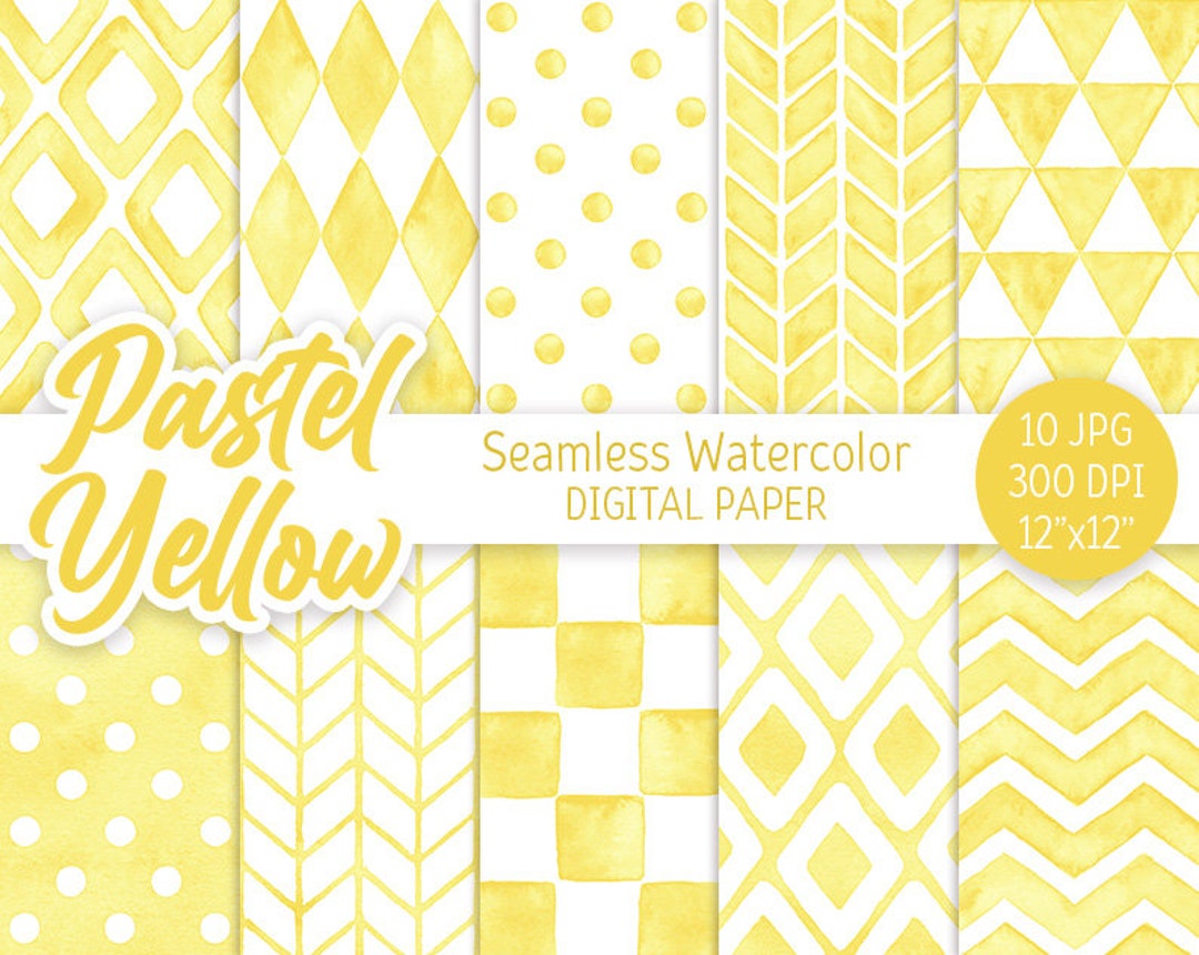 Yellow Geometric Pattern Watercolor Seamless Digital Paper Pack ...