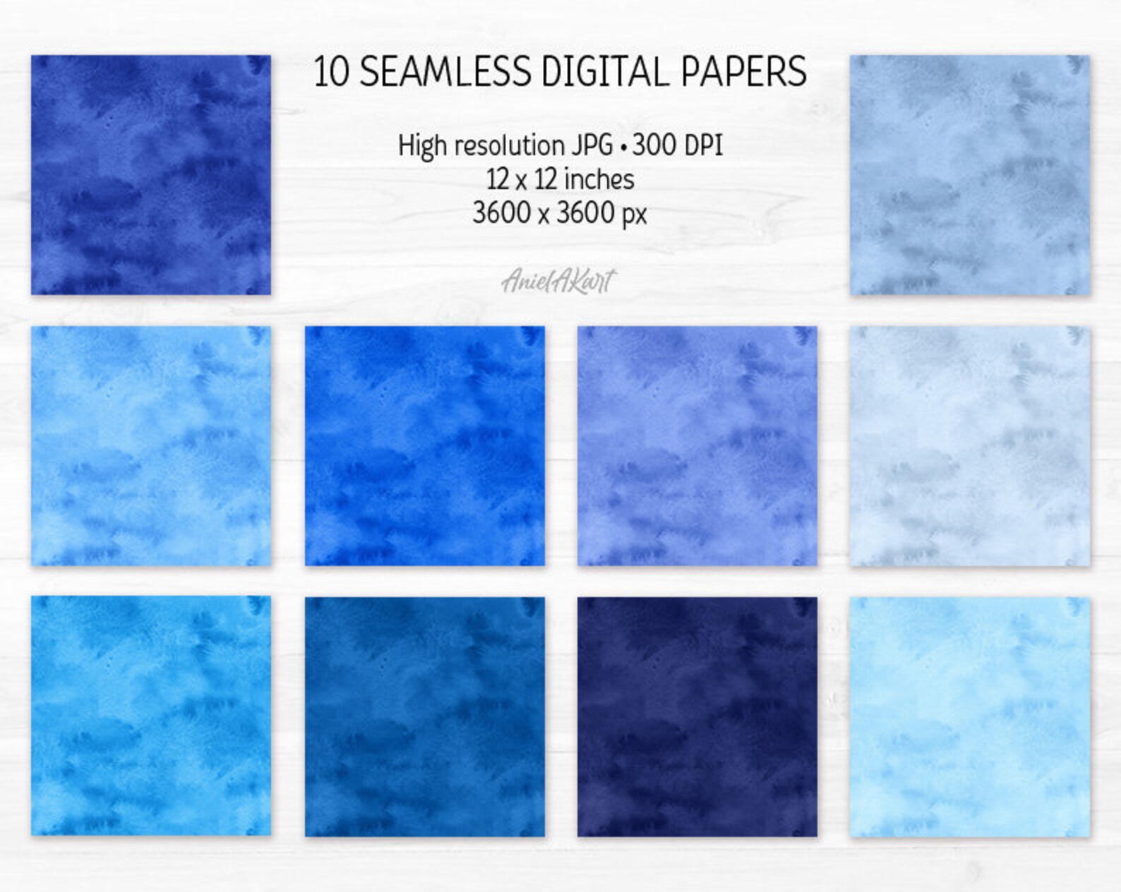 Blue Watercolor Background Blue Ombre Digital Paper Pack - Etsy
