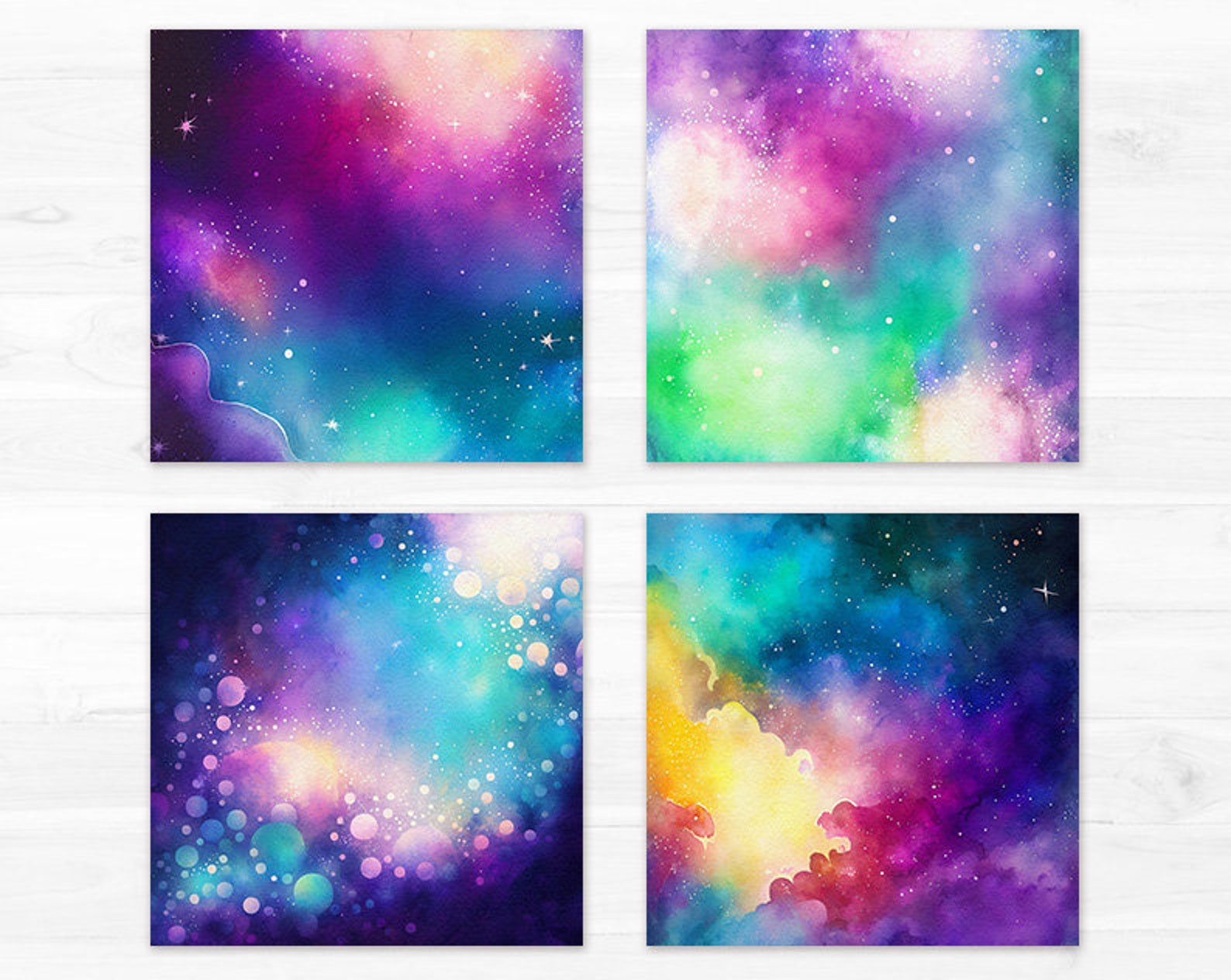 Cosmic Clouds Digital Paper Pack Watercolor Galaxy Night Printable ...