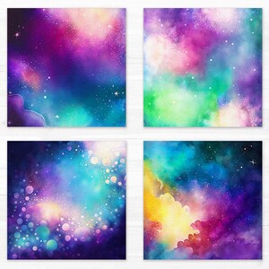 Cosmic Clouds Digital Paper Pack Watercolor Galaxy Night Printable ...