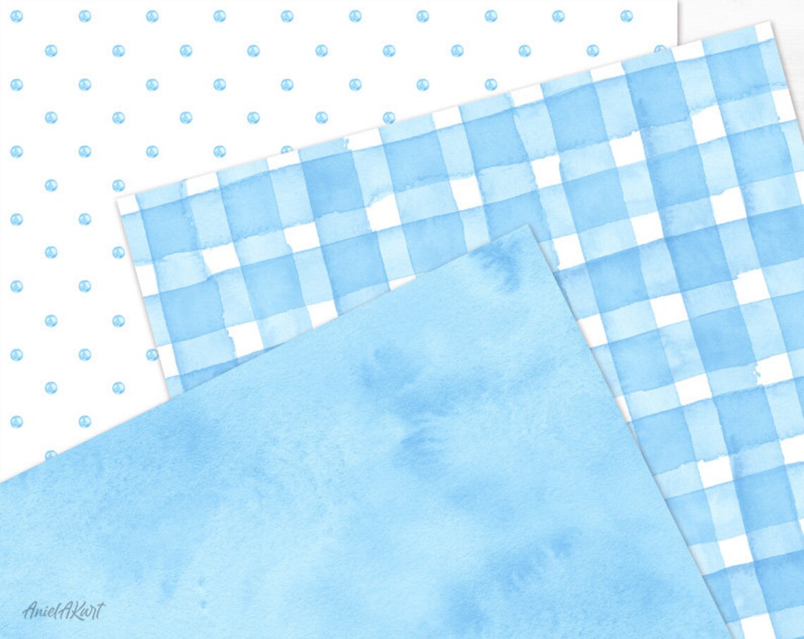 Baby Blue Seamless Pattern Watercolor Polka Dot Digital Paper - Etsy