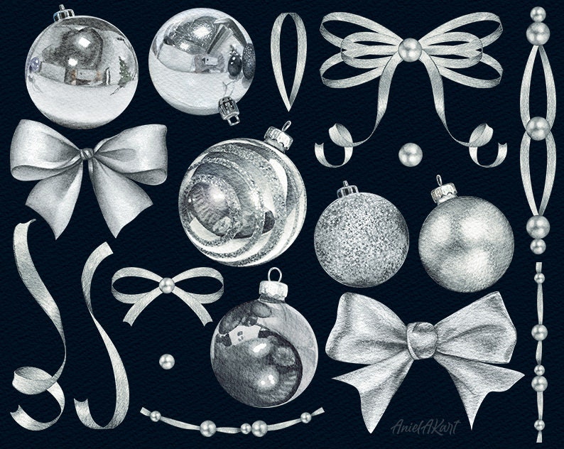 Watercolor Christmas Bundle Clipart Individual Png Elements Winter ...