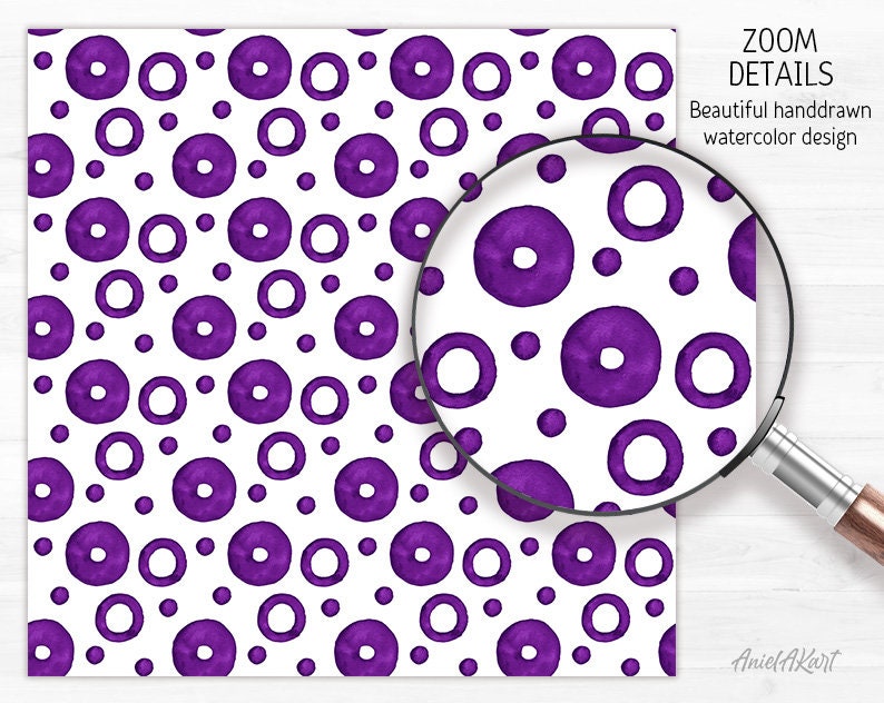 Purple Seamless Pattern Watercolor Polka Dot Digital Paper Pack ...