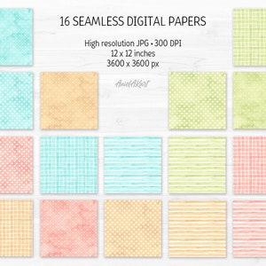 Pastel Baby Digital Paper Pack Cute Seamless Pattern Watercolor Polka ...