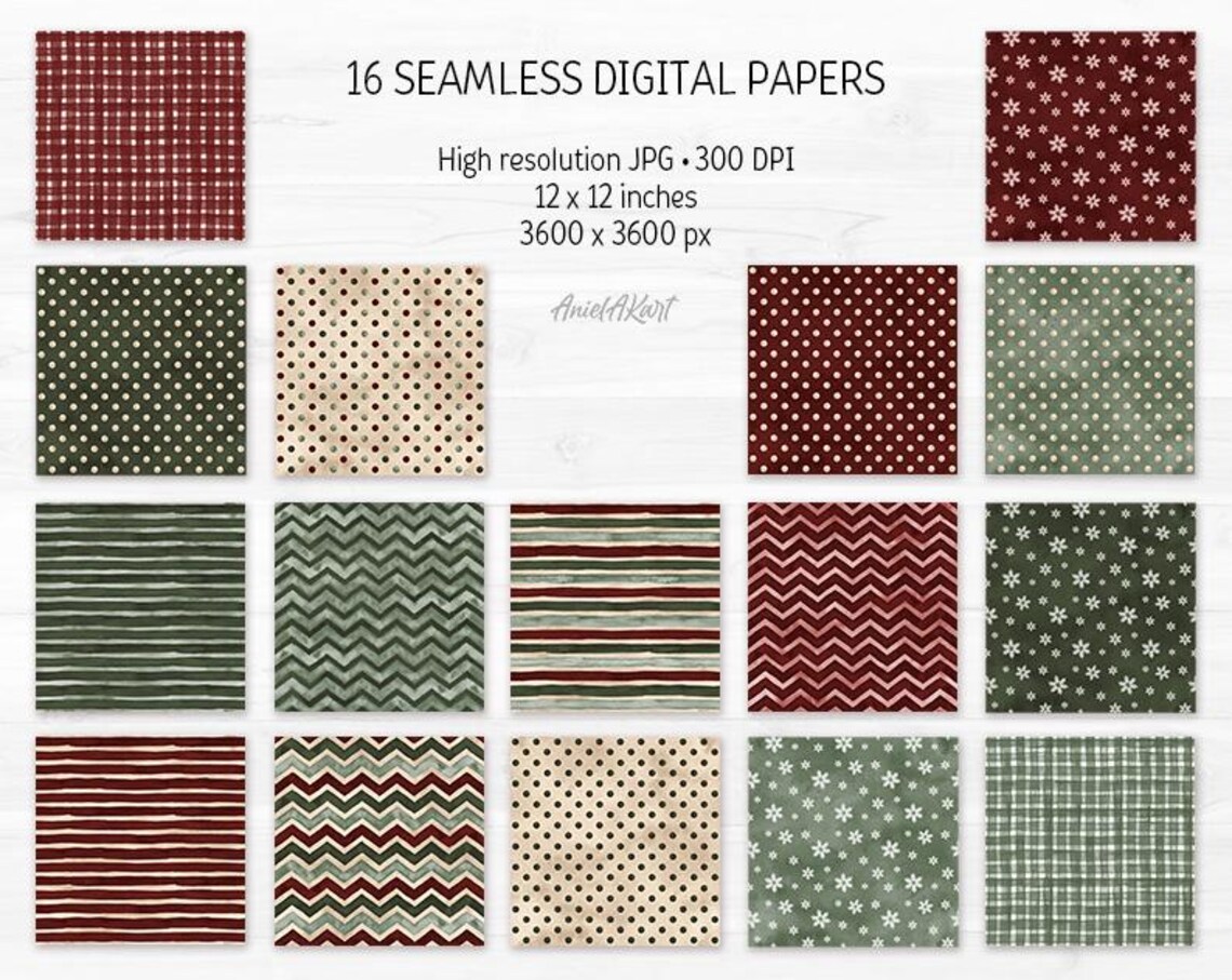 Christmas Digital Paper Pack Watercolor Snowflakes Seamless Pattern ...
