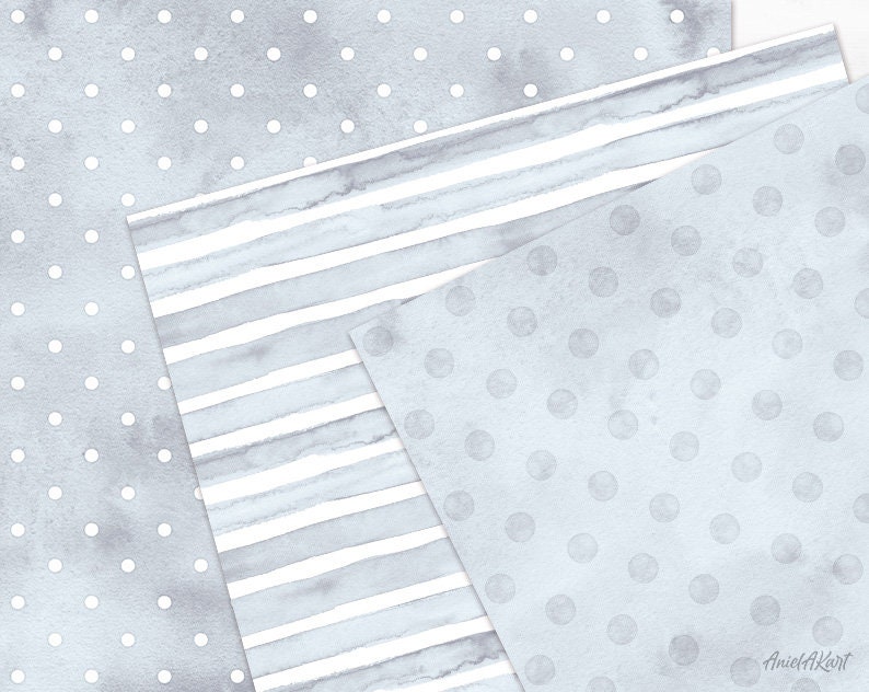 Light Grey Seamless Pattern Watercolor Polka Dot Digital Paper Pack ...