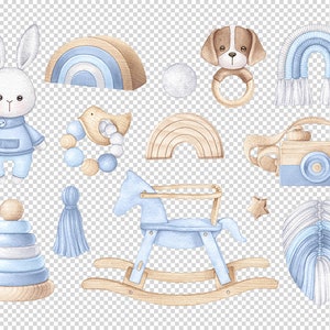 Watercolor Baby Boy Clipart Blue Baby Shower PNG Newborn Clipart ...