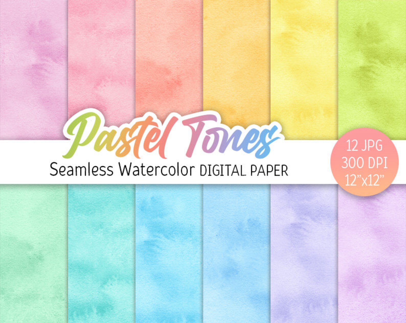 Pastel Watercolor Digital Paper Pack Pastel Rainbow Hues - Etsy