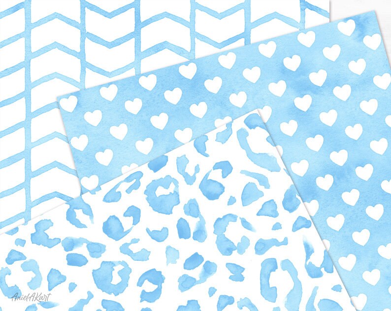 Baby Blue Digital Paper Pack Watercolor Confetti Seamless - Etsy