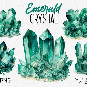 Watercolor Emerald Clipart Green Gemstone PNG Emerald Crystal ...