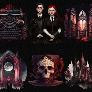 Watercolor Darkest Academia Clipart Pack Dark Academia PNG Gothic ...