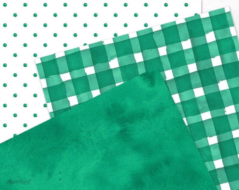 Emerald Green Seamless Pattern Watercolor Polka Dot Digital - Etsy