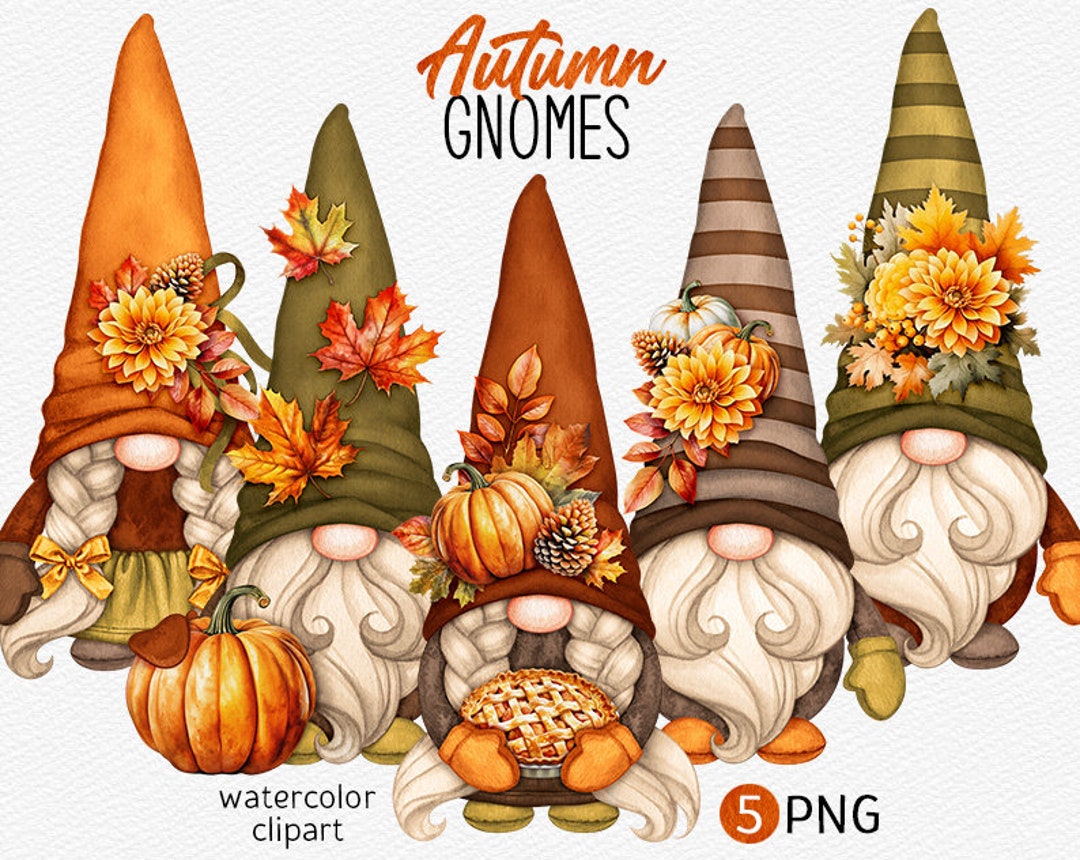 Fall Gnomes PNG Sublimation Design Watercolor Fall PNG Autumn PNG ...