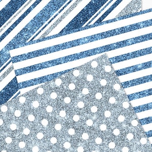 Blue and Silver Glitter Digital Paper Pack Sparkle Seamless Pattern ...