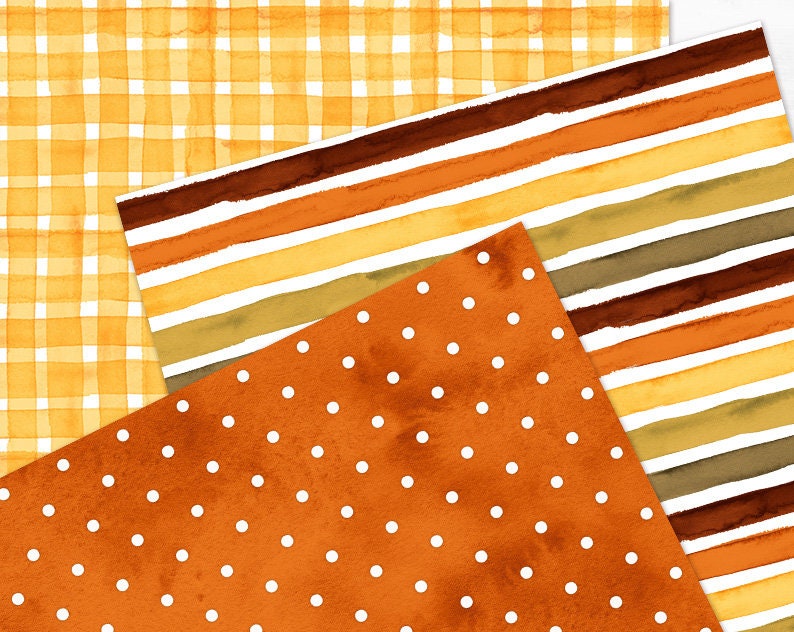 Watercolor Autumn Digital Paper Pack Cozy Fall Seamless Pattern Polka ...
