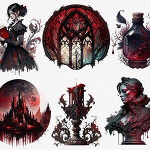 Watercolor Darkest Academia Clipart Pack Dark Academia PNG Gothic ...
