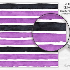 Purple Black Digital Paper Pack Watercolor Polka Dot Seamless Pattern ...