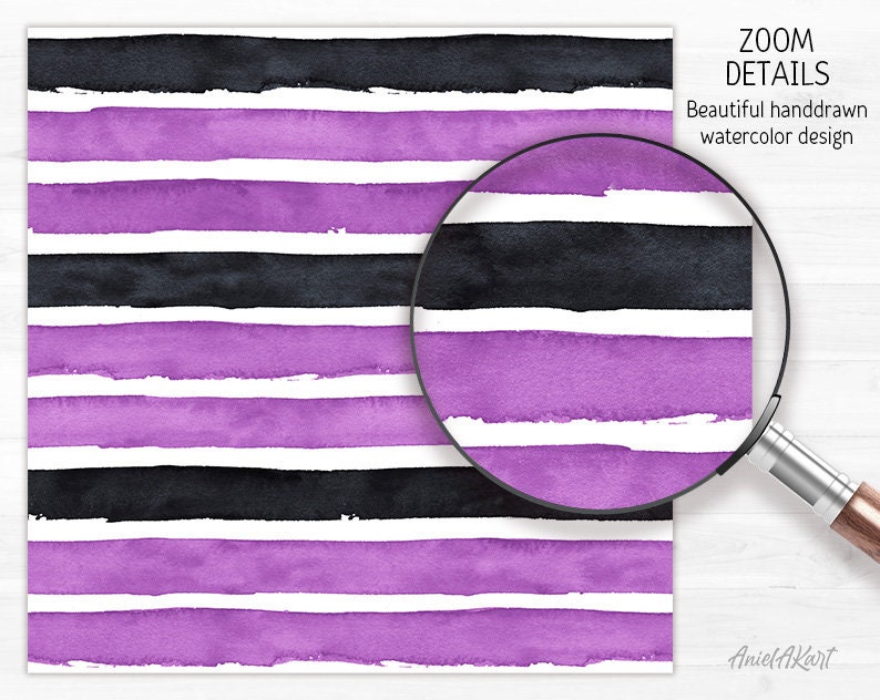 Purple Black Digital Paper Pack Watercolor Polka Dot Seamless Pattern ...