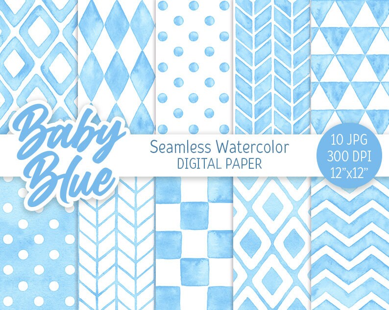 Baby Blue Geometric Pattern Watercolor Seamless Digital Paper - Etsy