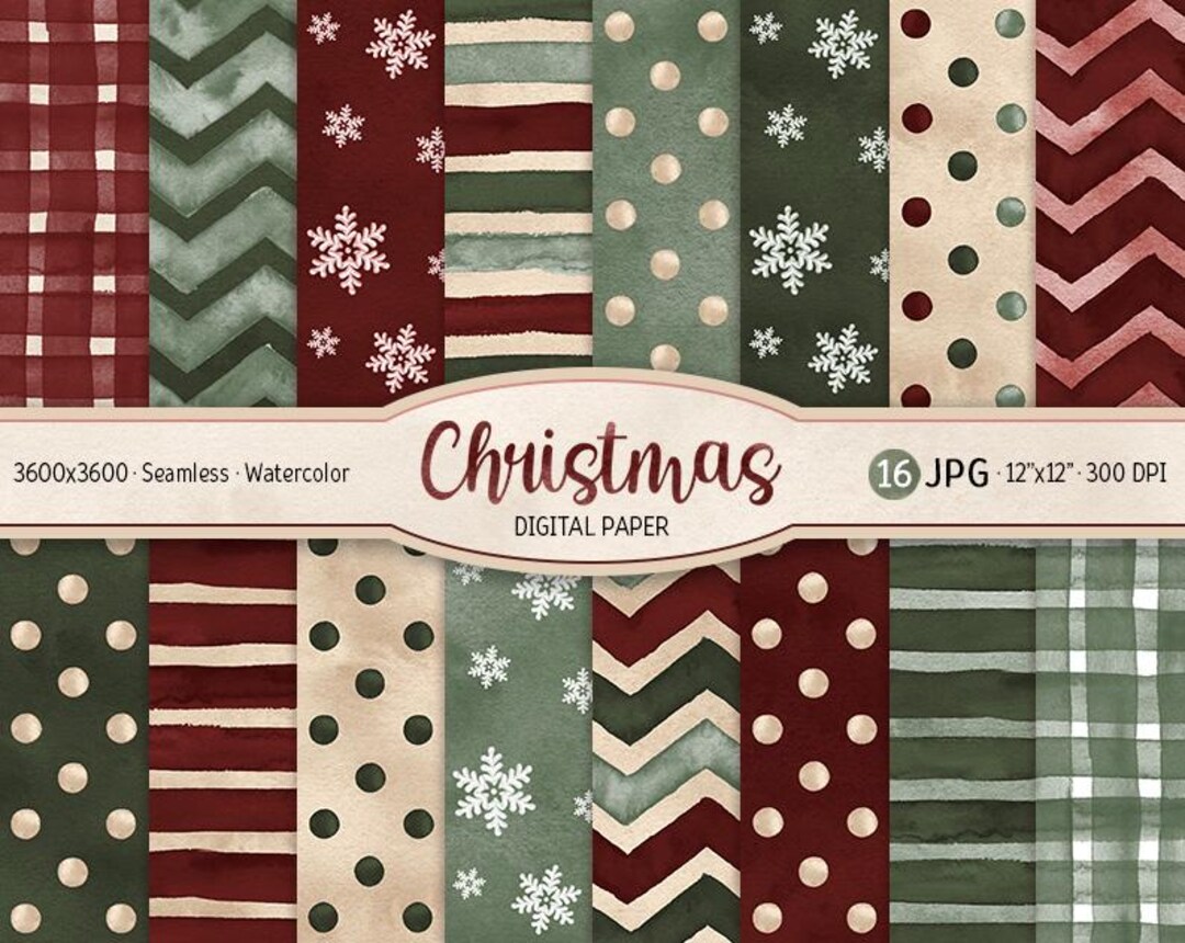 Christmas Digital Paper Pack Watercolor Snowflakes Seamless Pattern ...
