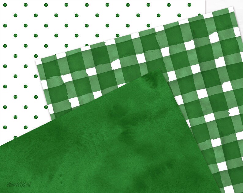Green Seamless Pattern Watercolor Polka Dot Digital Paper Pack - Etsy