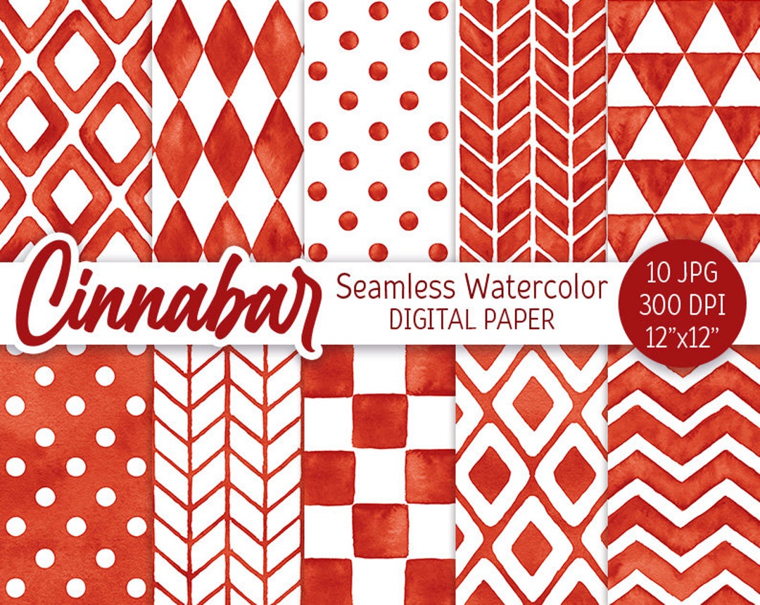 Red Geometric Pattern Watercolor Seamless Digital Paper Pack Printable ...