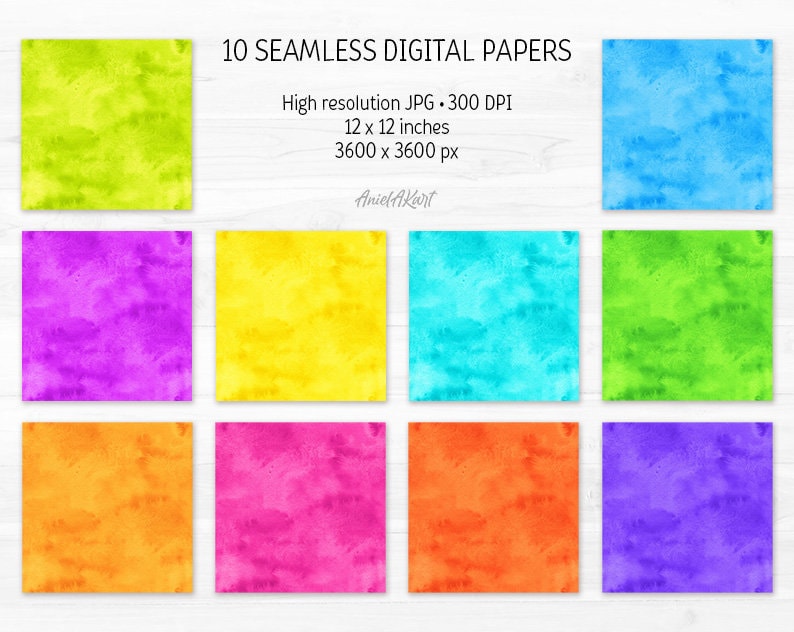 Neon Colors Digital Paper Pack Watercolor Neon Background Vibrant Hues ...