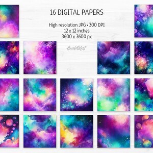 Cosmic Clouds Digital Paper Pack Watercolor Galaxy Night Printable ...