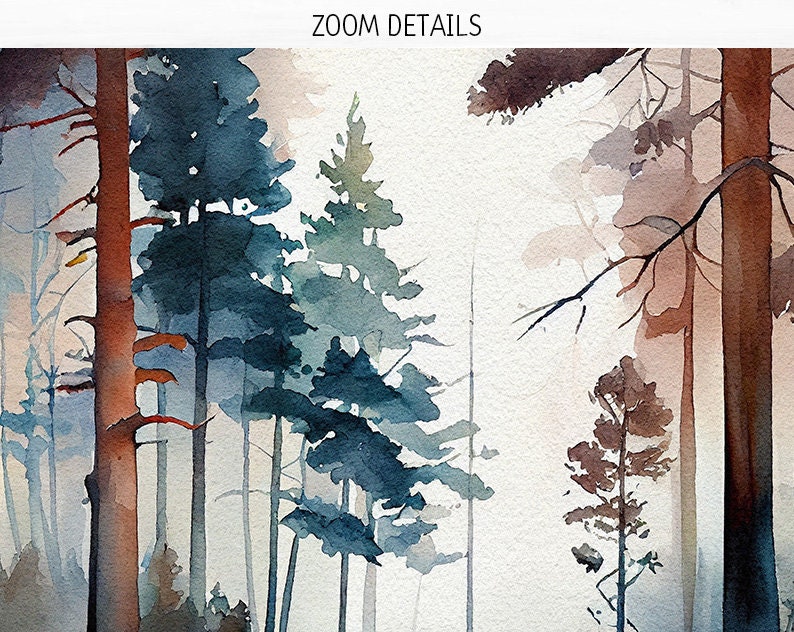 Watercolor Misty Forest Digital Paper Pack Foggy Wood Printable ...