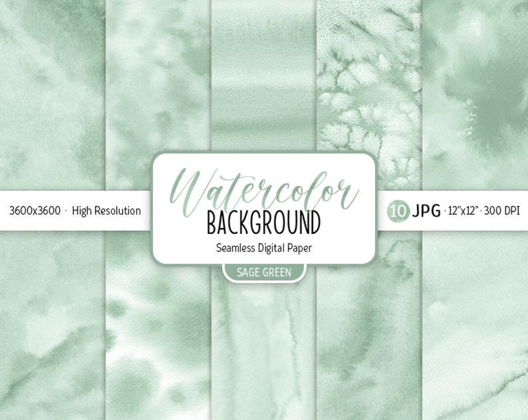Sage Green Watercolor Background Abstract Wedding Digital Paper Pack ...